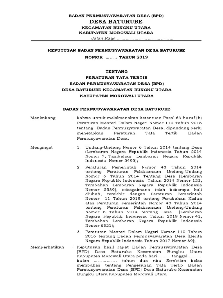 Tata Tertib BPD | PDF