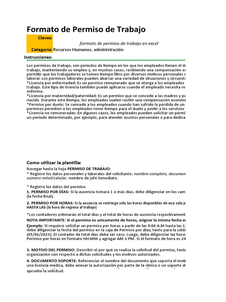 Formato de Permiso de Trabajo | PDF | Gestión de recursos humanos