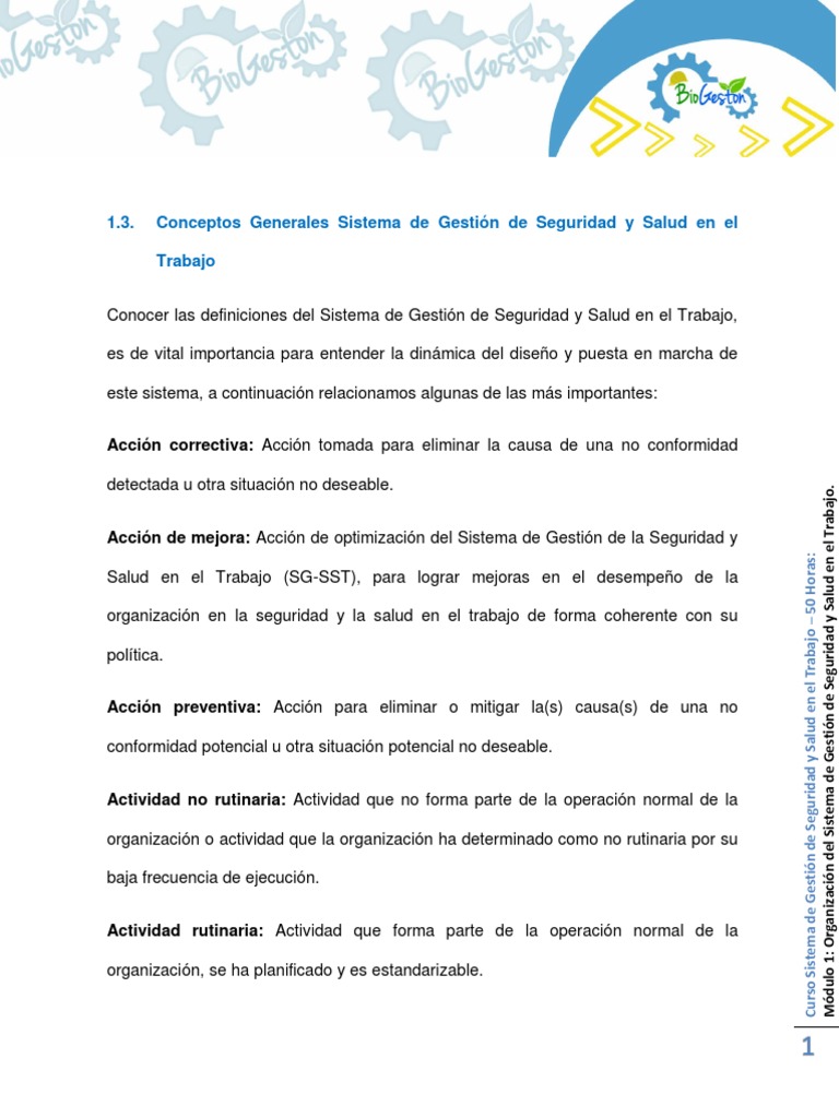 1.3. Conceptos Generales Del SG SST | PDF | Seguridad y salud ocupacional | Valores