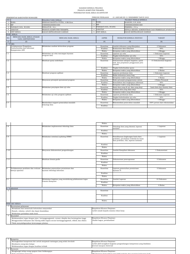 3.3 Form SKP JF Kuantitatif - Pranata Komputer Terampil | PDF