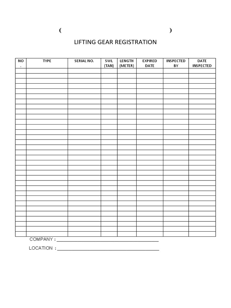 Lifting Gear Registration Guide | PDF