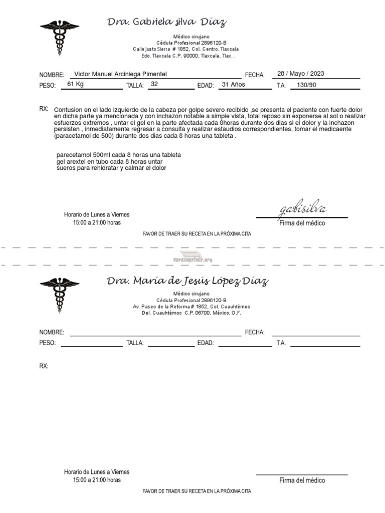 Formato de Receta Medica para Imprimir | PDF