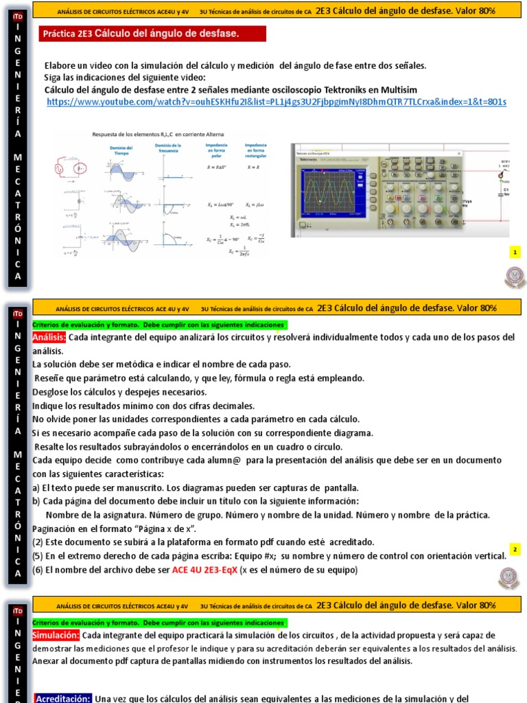 Cálculo Del Ángulo de Desfase | PDF | Análisis de red (circuitos ...