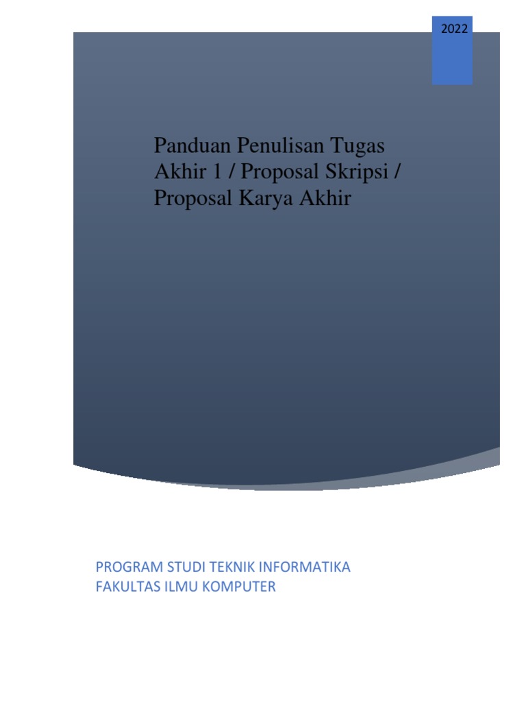 Panduan Penulisan TA1 Atau Proposal Skripsi Atau Proposal Karya Akhir | PDF