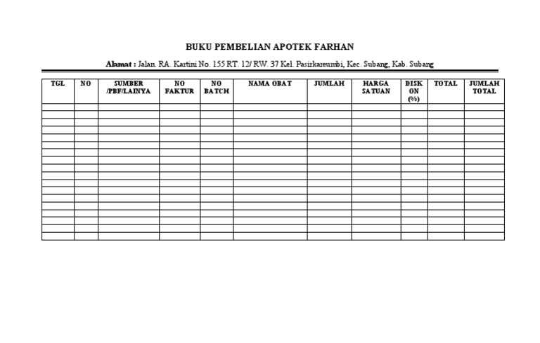 Buku Pembelian Apotek | PDF