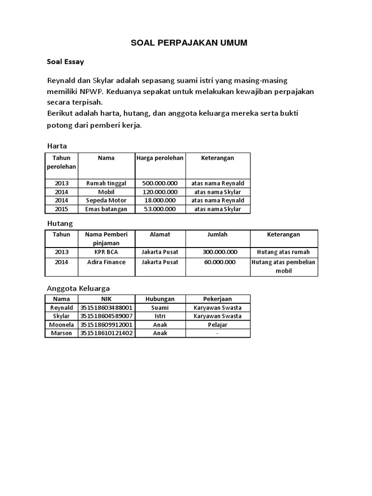 Soal SPT (Form) - 1 | PDF