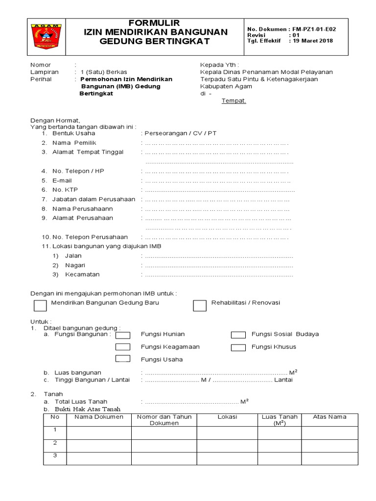 Formulir Imb Bertingkat Oke | PDF