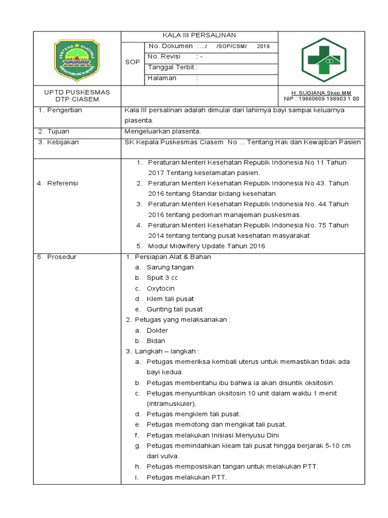 Sop Kala Iii Persalinan | PDF