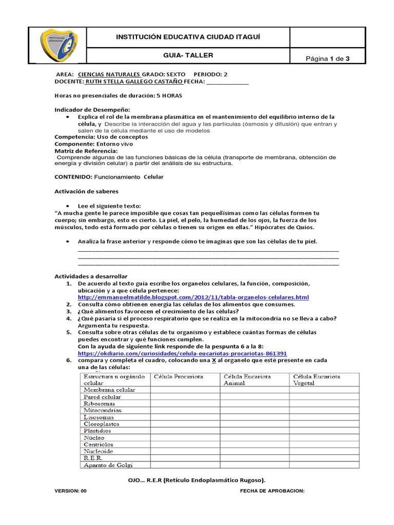 Guia #2 - Estructura Celular | PDF | Biología Celular) | Membrana celular
