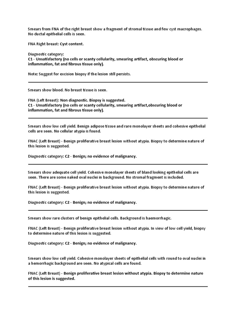 FNAC Breast Histology Template | PDF