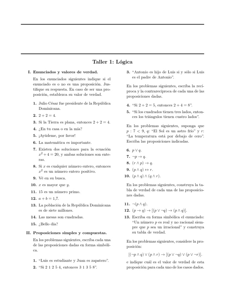 Proposiciones y Lógica Matemática | PDF | Proposición | Poco