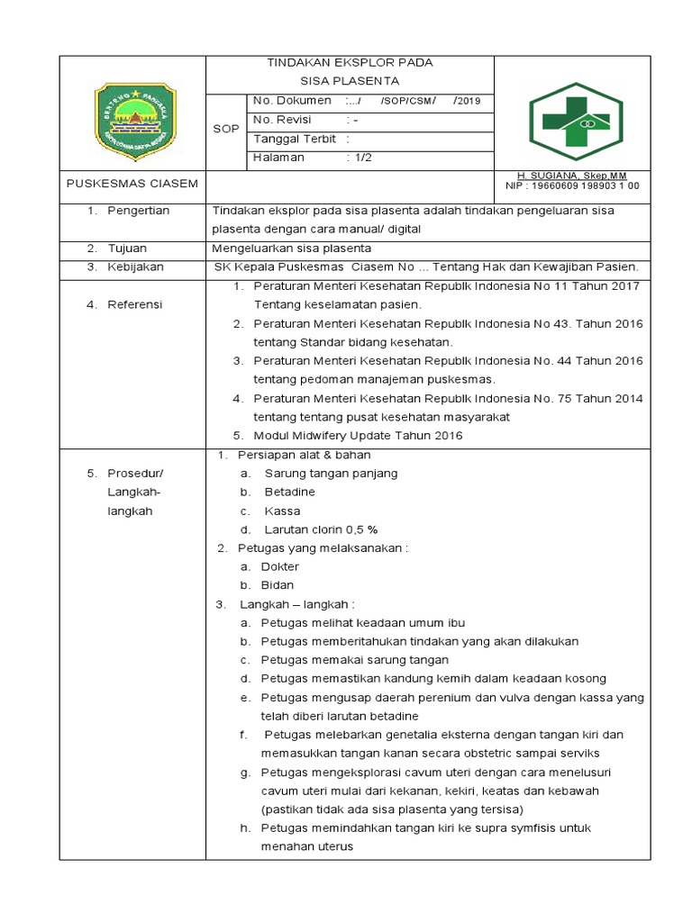 Eksplorasi Sisa Plasenta Manual | PDF