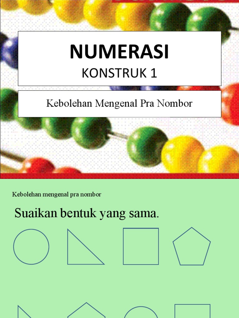 Numerasi k1 (Pra Nombor) | PDF