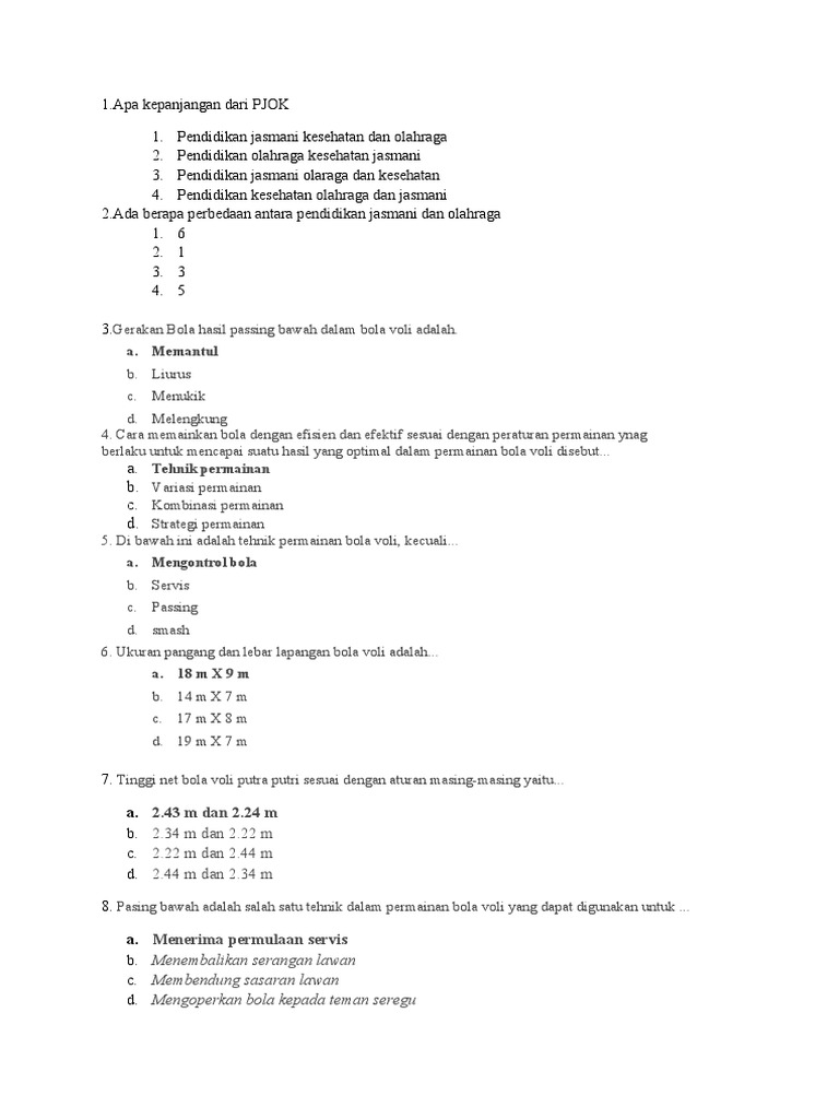 Soal Pjok Klas 7 | PDF