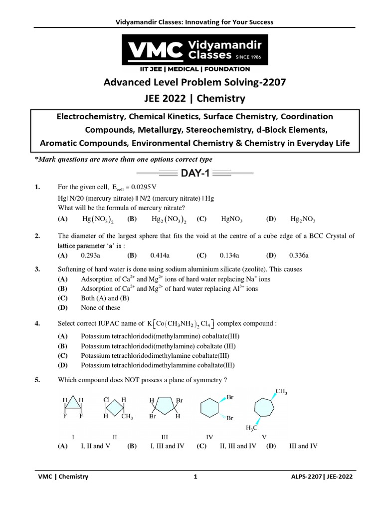 Chemistry Advanced Level Problem Solving (ALPS-7) - Paper | Download ...