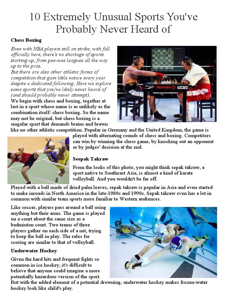 10 Unique Sports You Must Discover | PDF | Sports | Entertainment