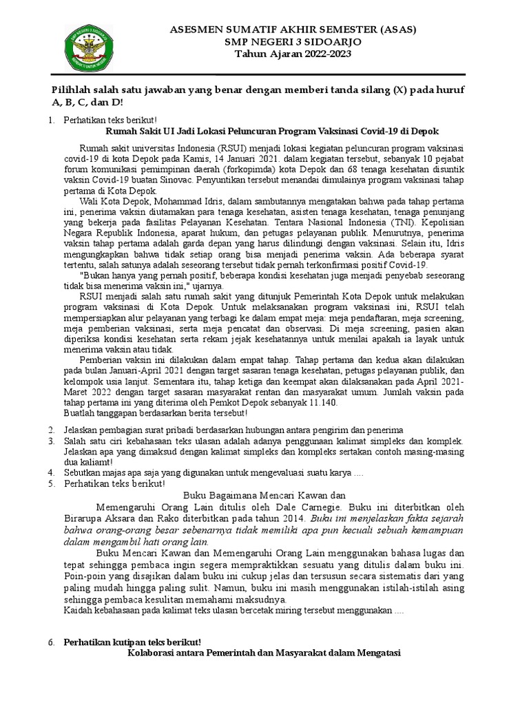 Asesmen Sumatif Akhir Semester | PDF