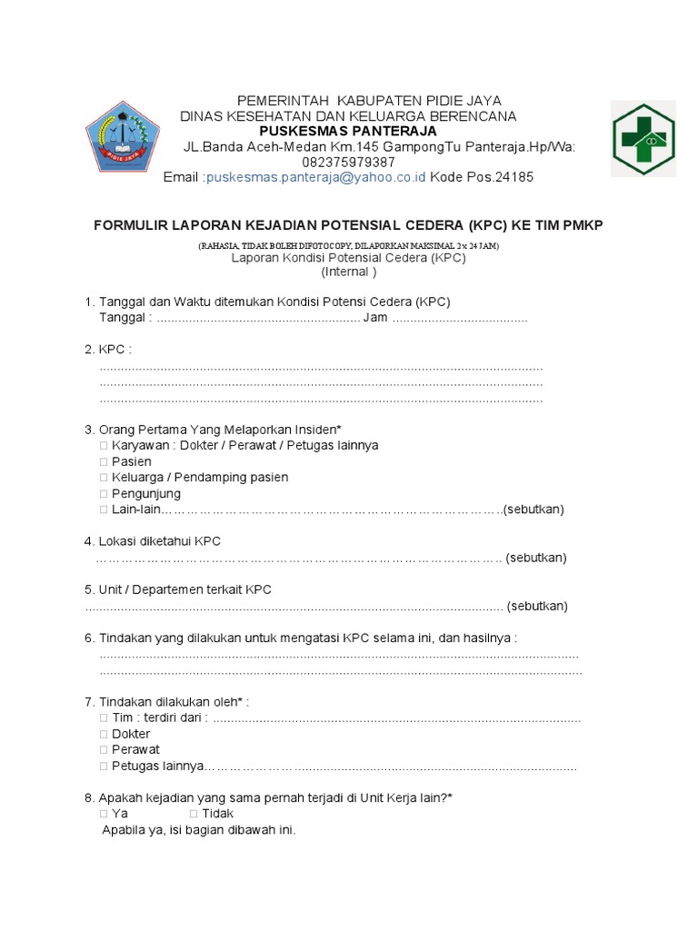 Formulir KPC Ke PMKP | PDF