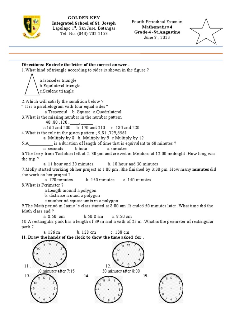 Math 4 Exam | PDF | Rectangle | Polytopes
