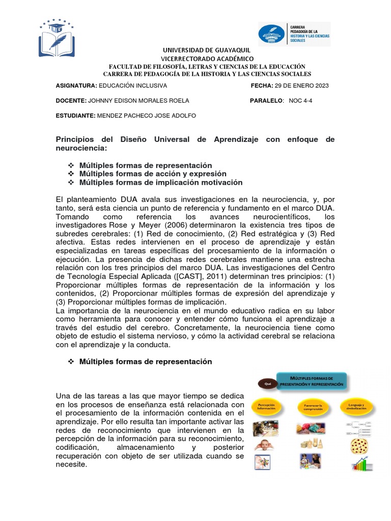 Principios Del Diseño Universal de Aprendizaje | PDF | Aprendizaje ...