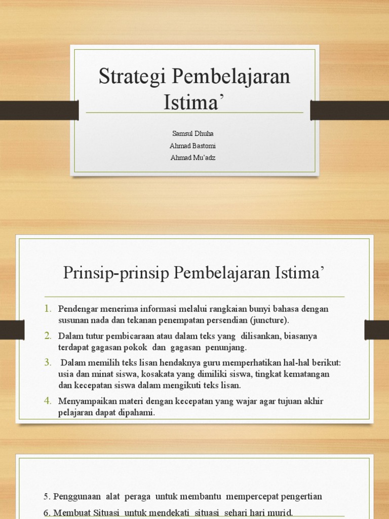 Strategi Pembelajaran Istima' | PDF