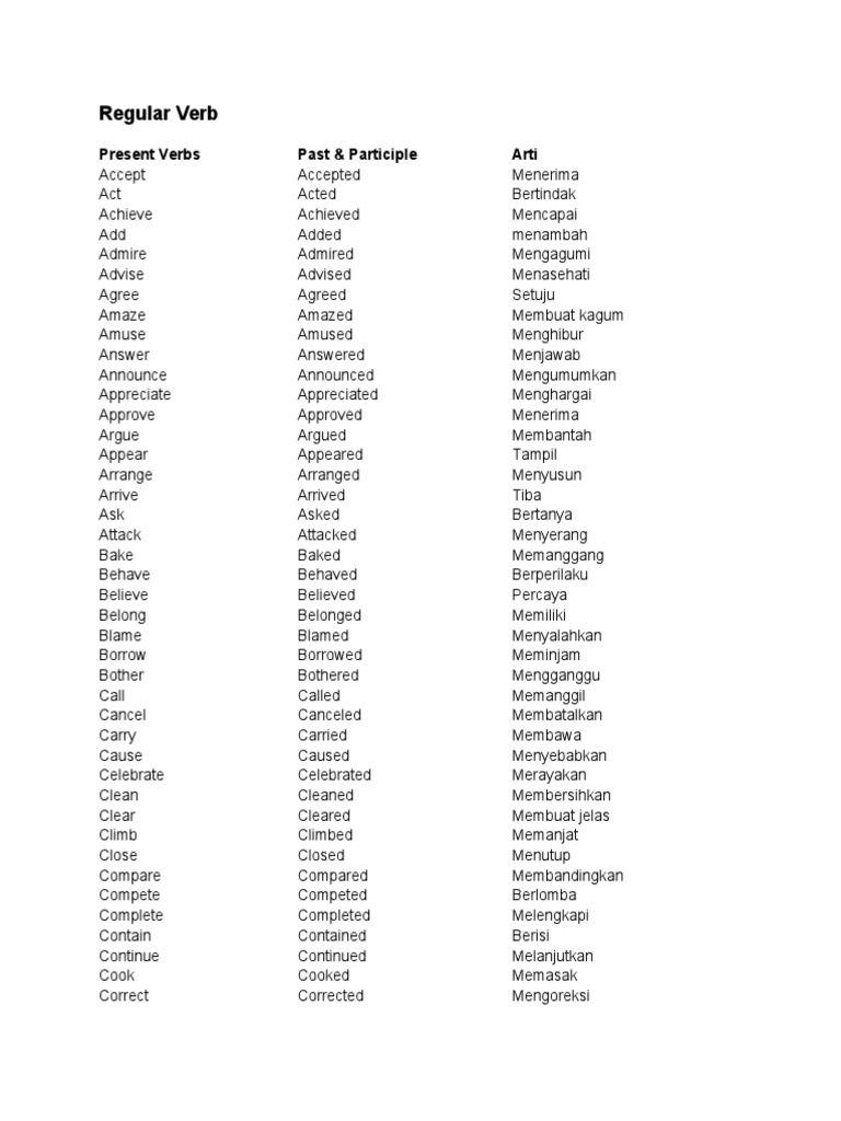 Regular Verbs & Ireguler Verbs | PDF | Grammar | Syntax