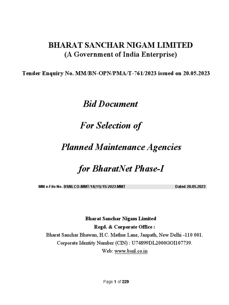 BSNL Tender T-761 | Download Free PDF | Prices | Taxes