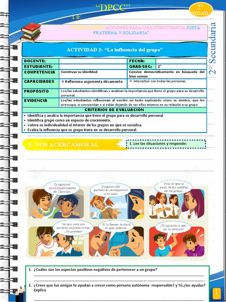 2° DPCC - Actv.02-Unid.2 2023 | PDF | Crecimiento personal y profesional | Ciencias sociales