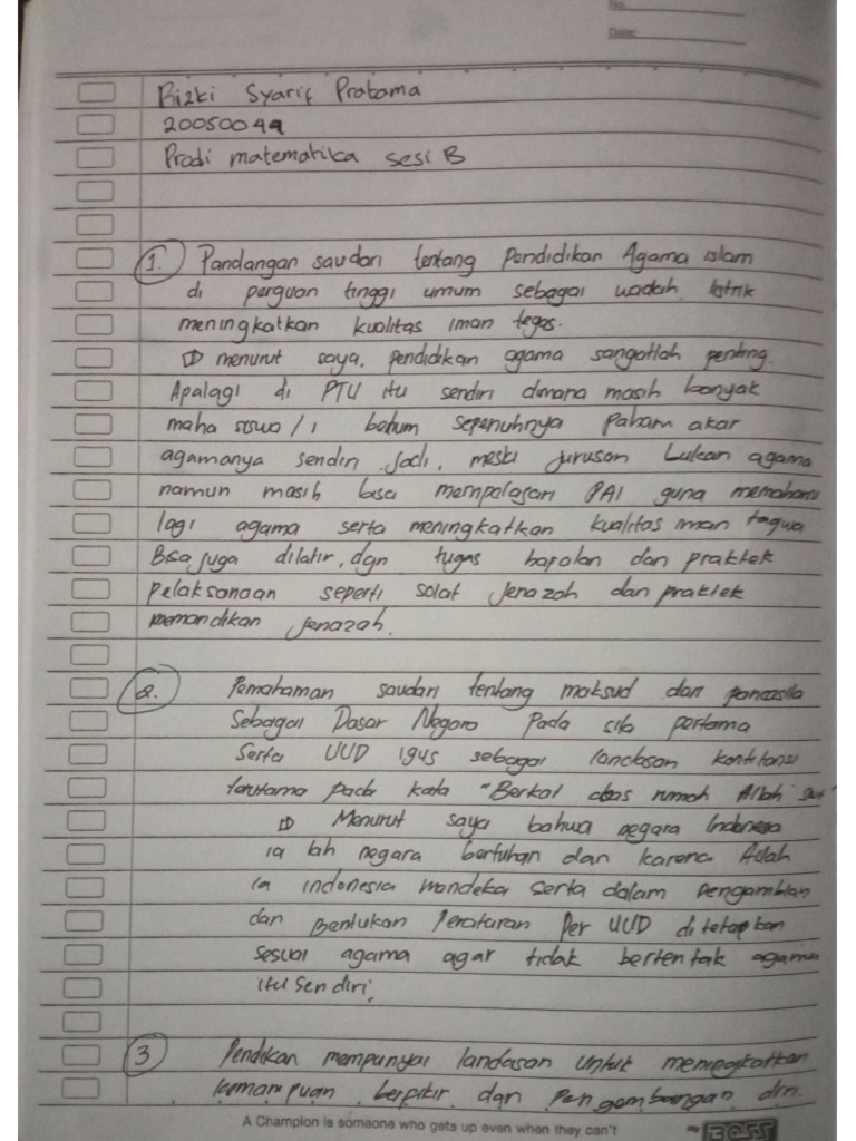 Uts - Agama - Rizki Syarif Pratama 20050044 | PDF