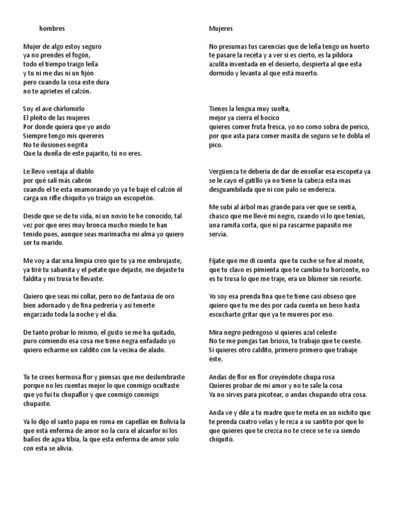 Versos Costeños para Mujeres y Hombres | PDF