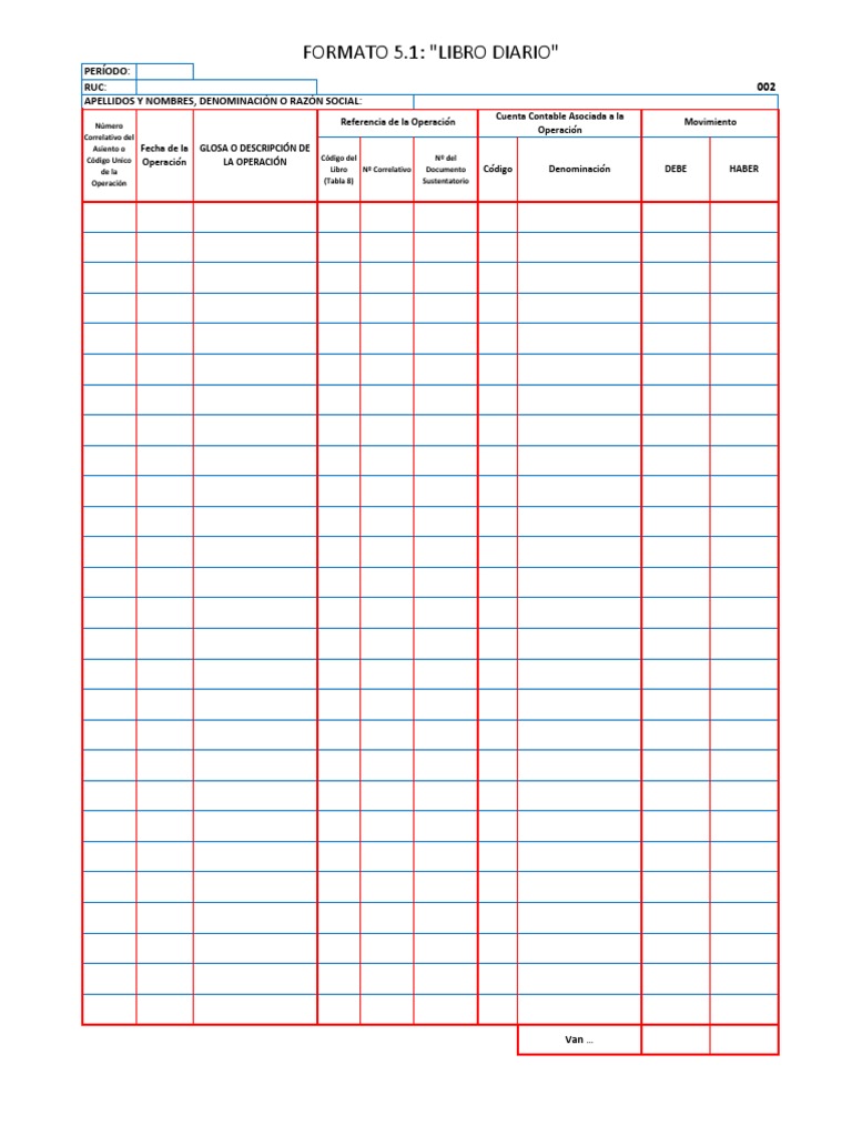 Formato 5.1: Libro Diario Contable | PDF