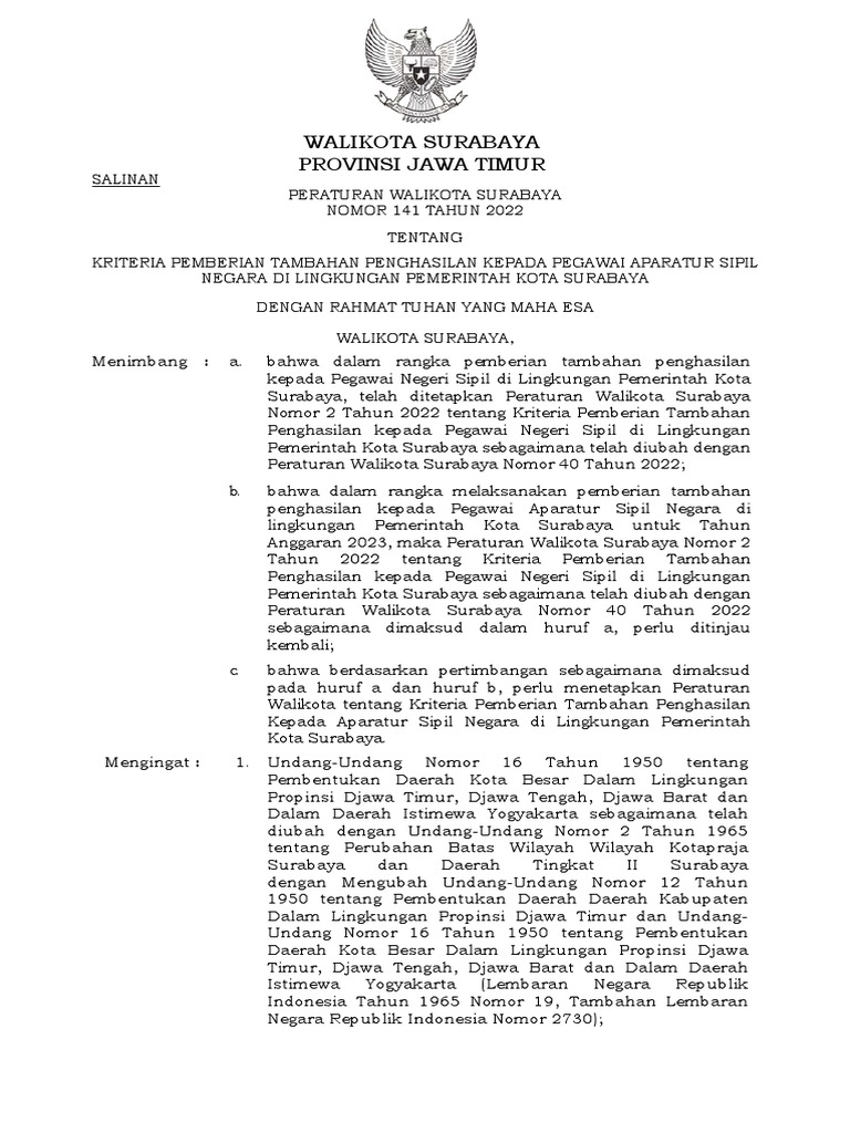 Perwali 141-2022 | PDF