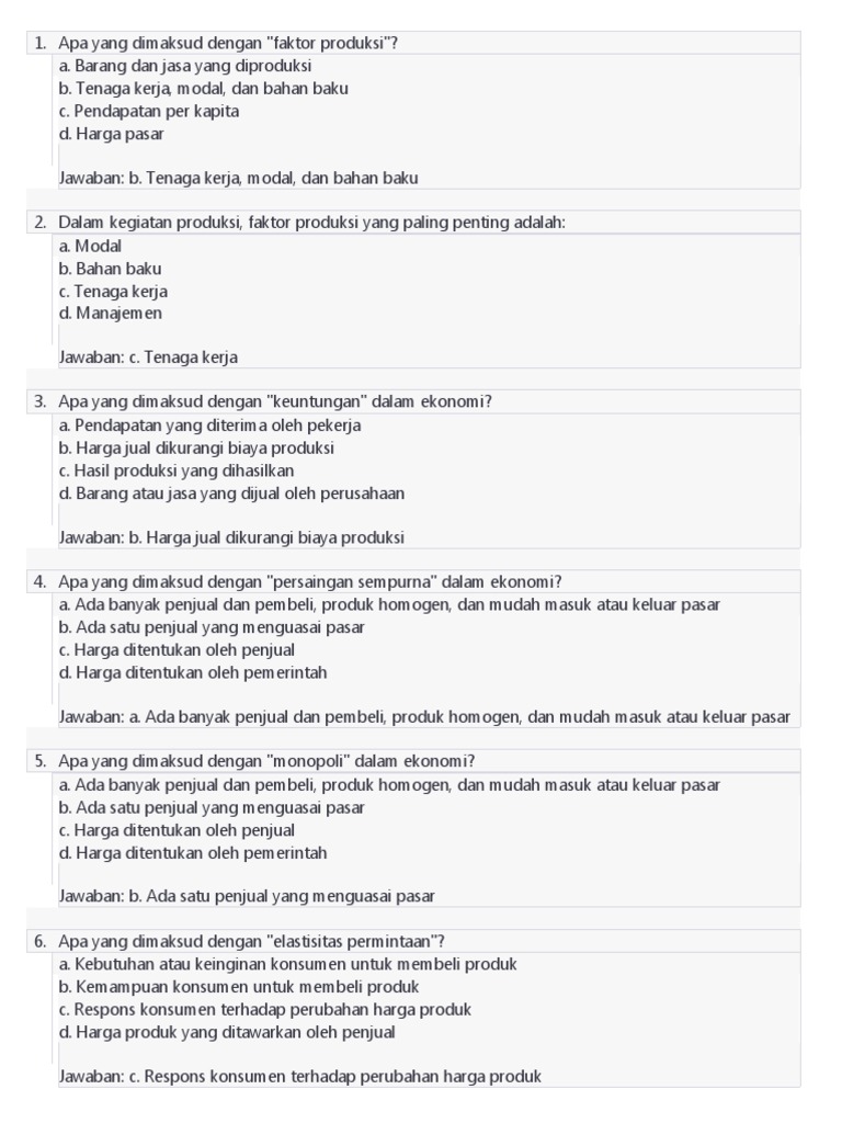 Soal Ekonomi Eka Kelas X Chatgpt Ai | PDF