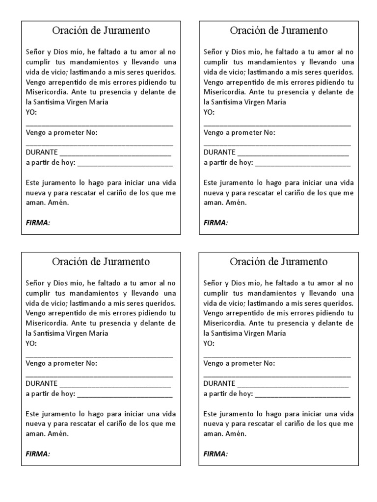 Juramento para Dejar de Tomar | PDF | Adoración Cristiana Y Liturgia