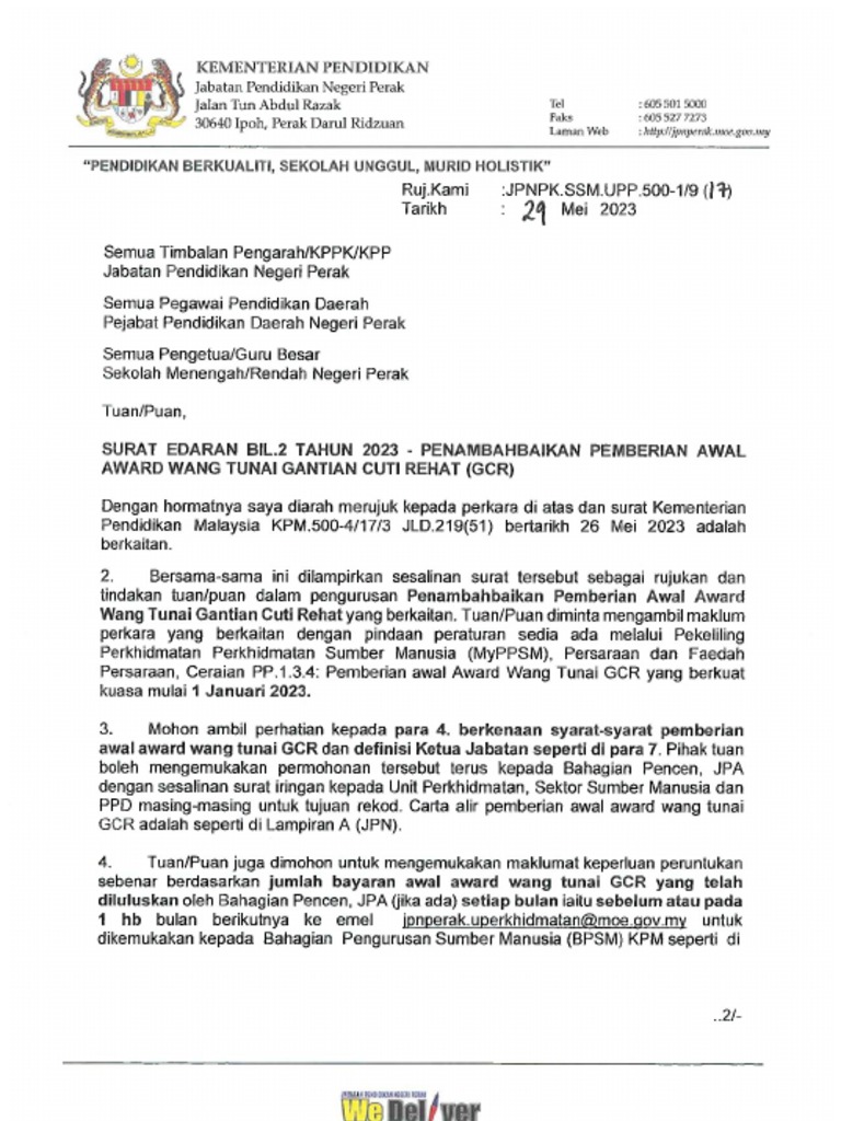 Surat Edaran GCR Tahun 2023 | PDF