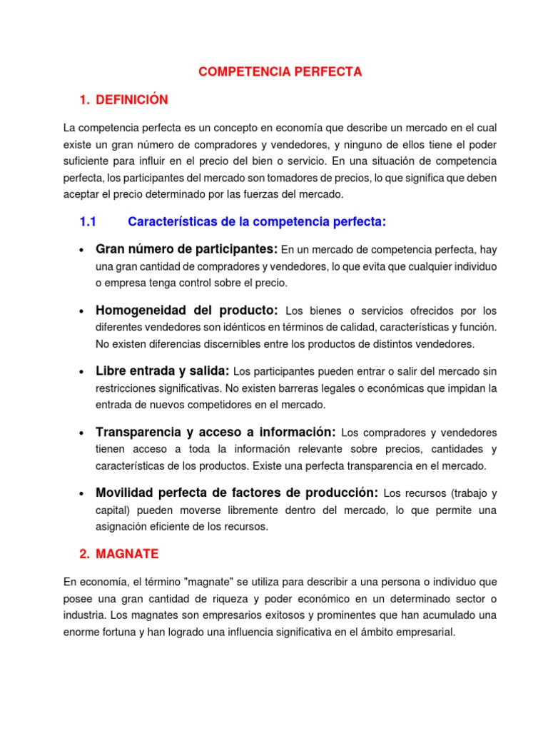 Competencia Perfecta | PDF | Mercado (economía) | Oferta (economía)
