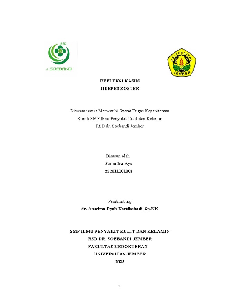 Samudra Ayu - 222011101002 - Herpes Zoster - Dr. Anselma, Sp. KK | PDF