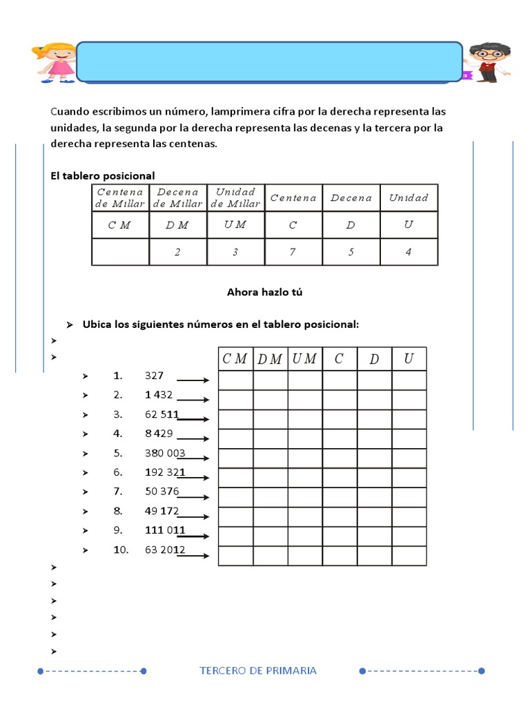 Actividades de Valor Posicional 3er Grado | PDF