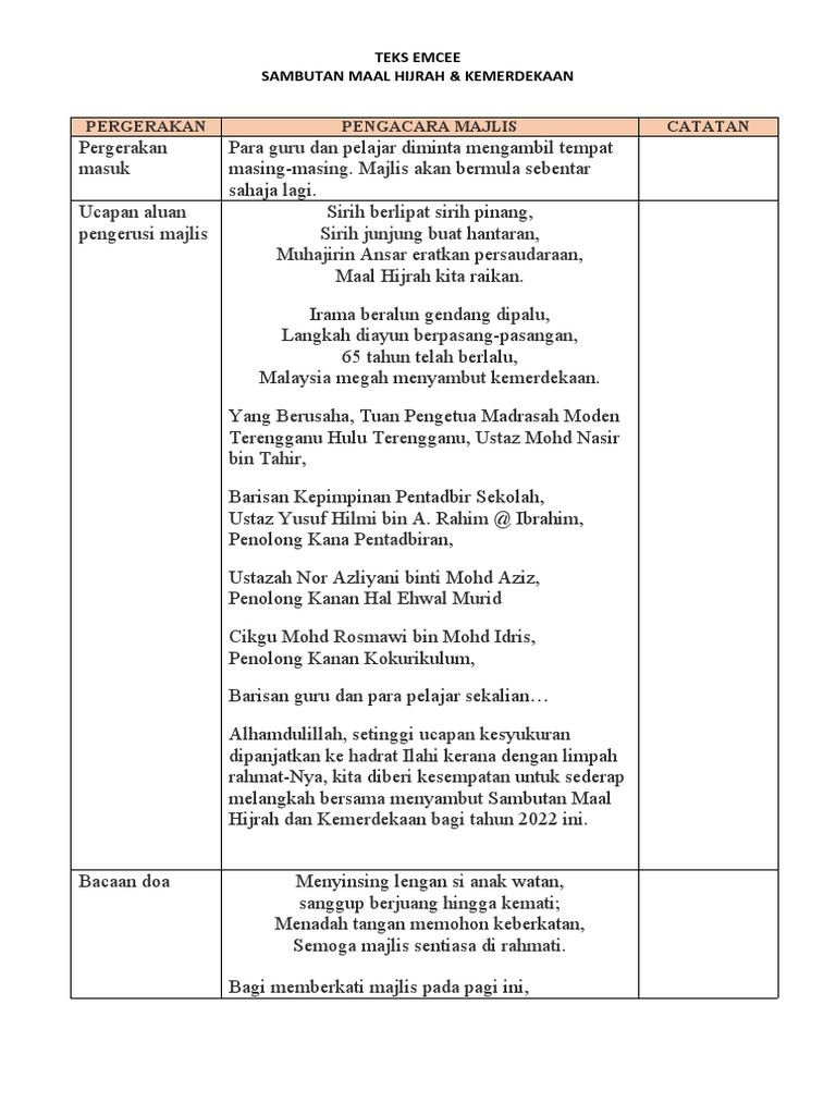 Teks Emcee Merdeka | PDF