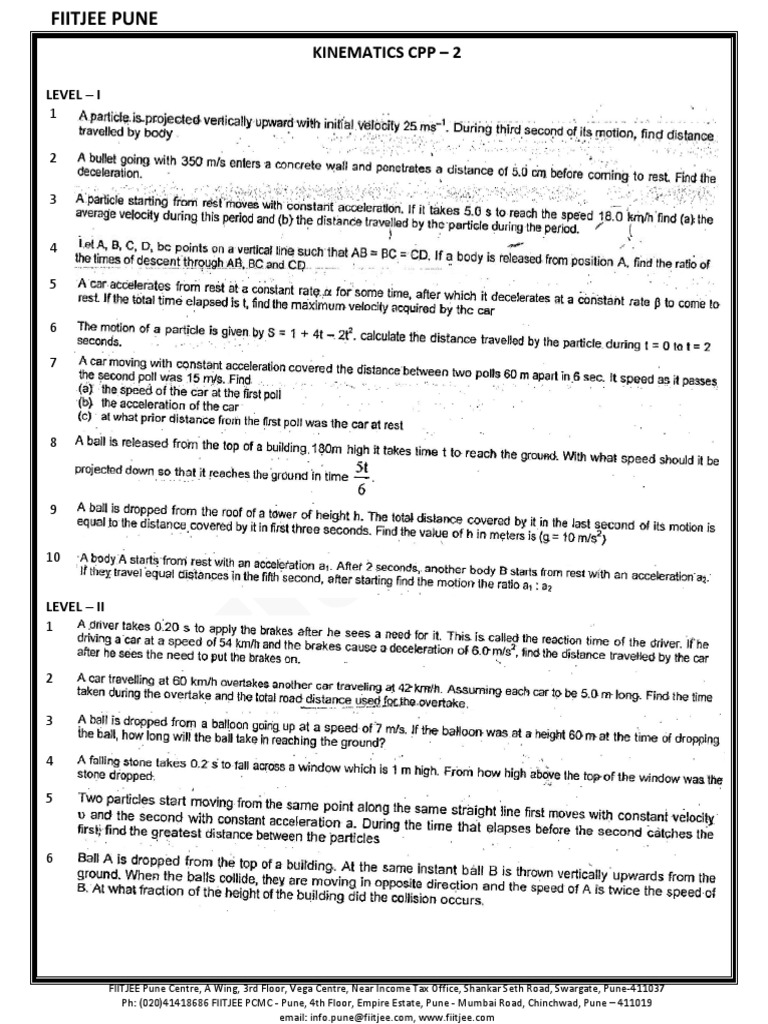 Kinematics CPP2 | PDF