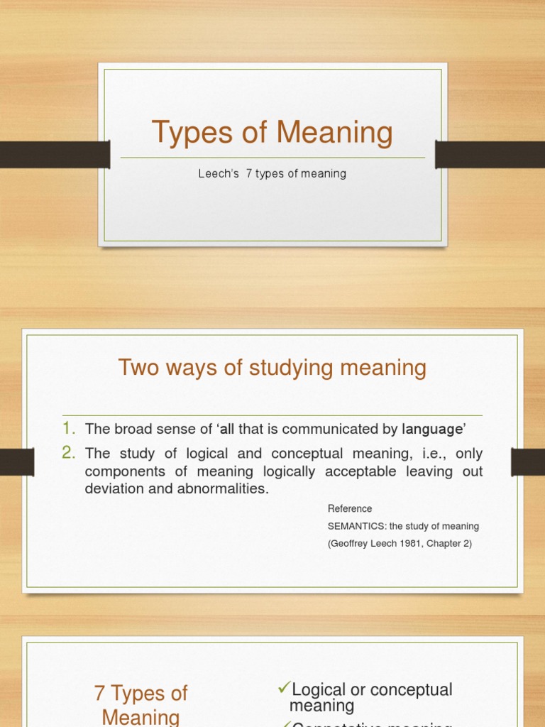 Leech's Seven Types of Meaning | PDF | Affect (Psychology) | Word