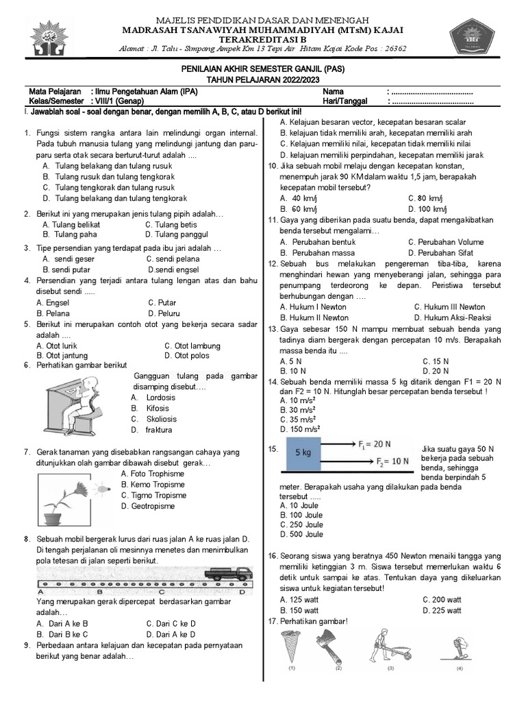 Soal PAT IPA Kelas 8 Tahun 2021 | PDF