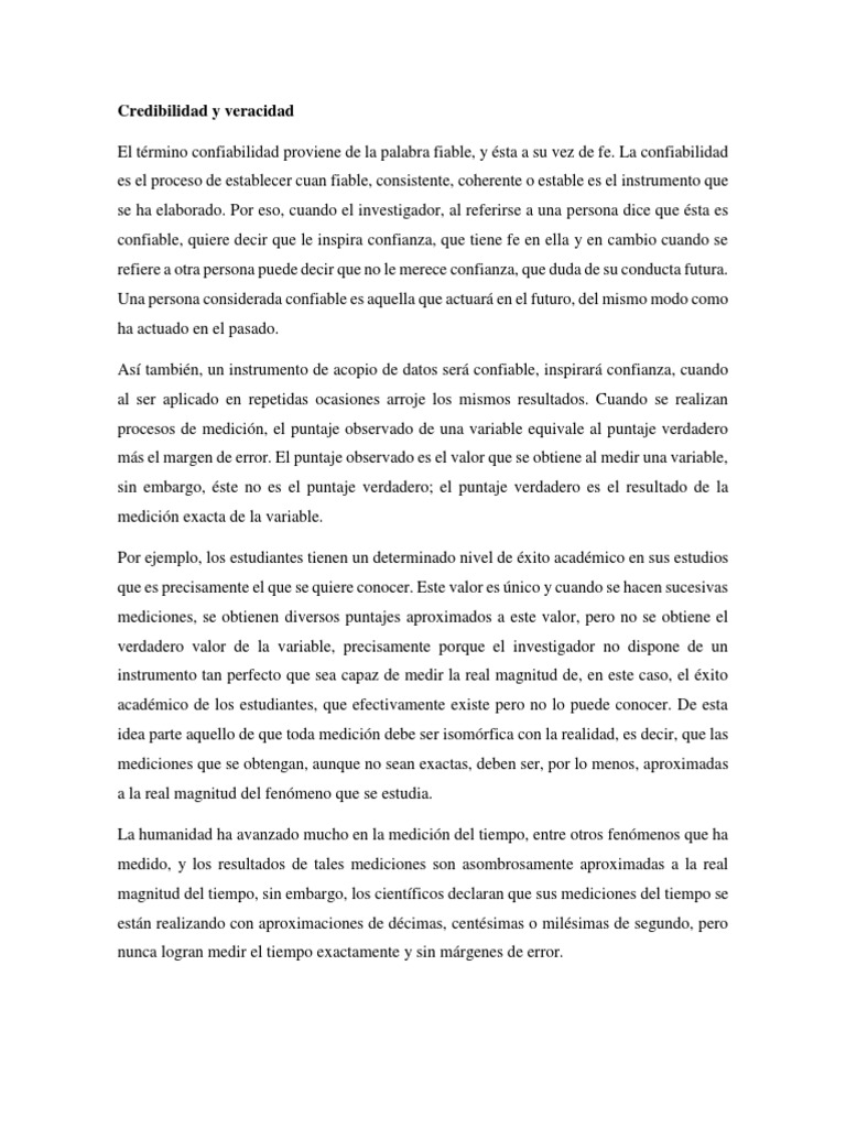 Credibilidad y Veracidad | PDF | Medición | Verdad