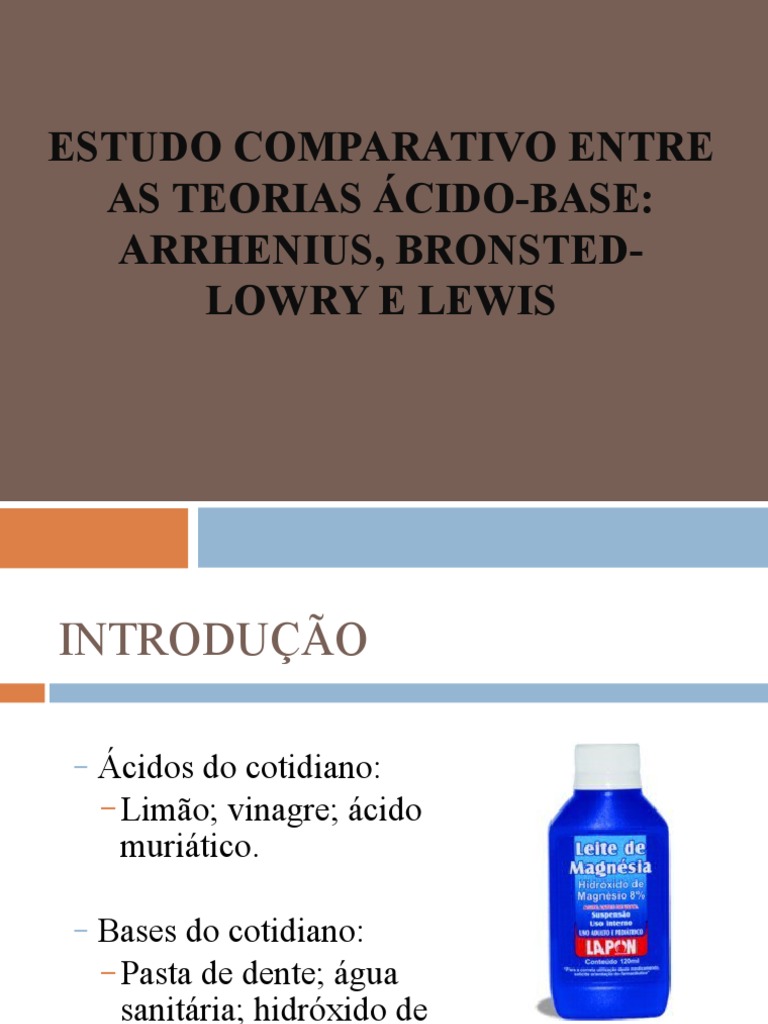 Teorias Ácido-Base: Arrhenius, Bronsted e Lewis | PDF | Ácido | Ph