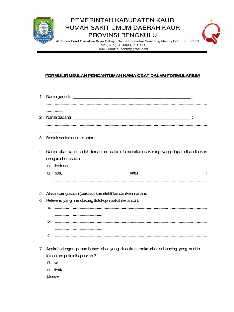 Formulir Usulan Obat Baru | PDF | Sains & Matematika