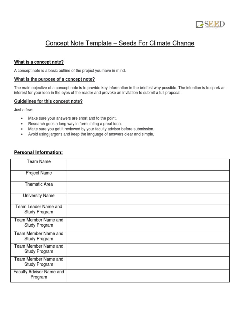 SFCC Concept Note Template 1 | PDF