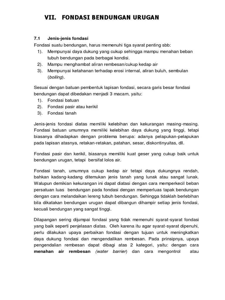 Jenis Fondasi Bendungan Urugan dan Perbaikannya | PDF | Sains & Matematika