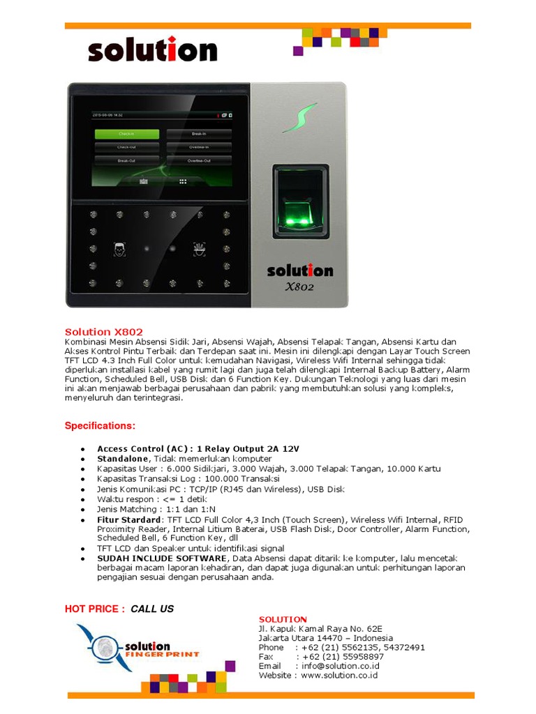 Mesin Absensi X802: Solusi Terintegrasi | PDF | Komputer