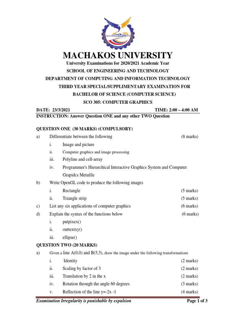 Sco 305 Computer Graphics | PDF | Computer Graphics | Graphics