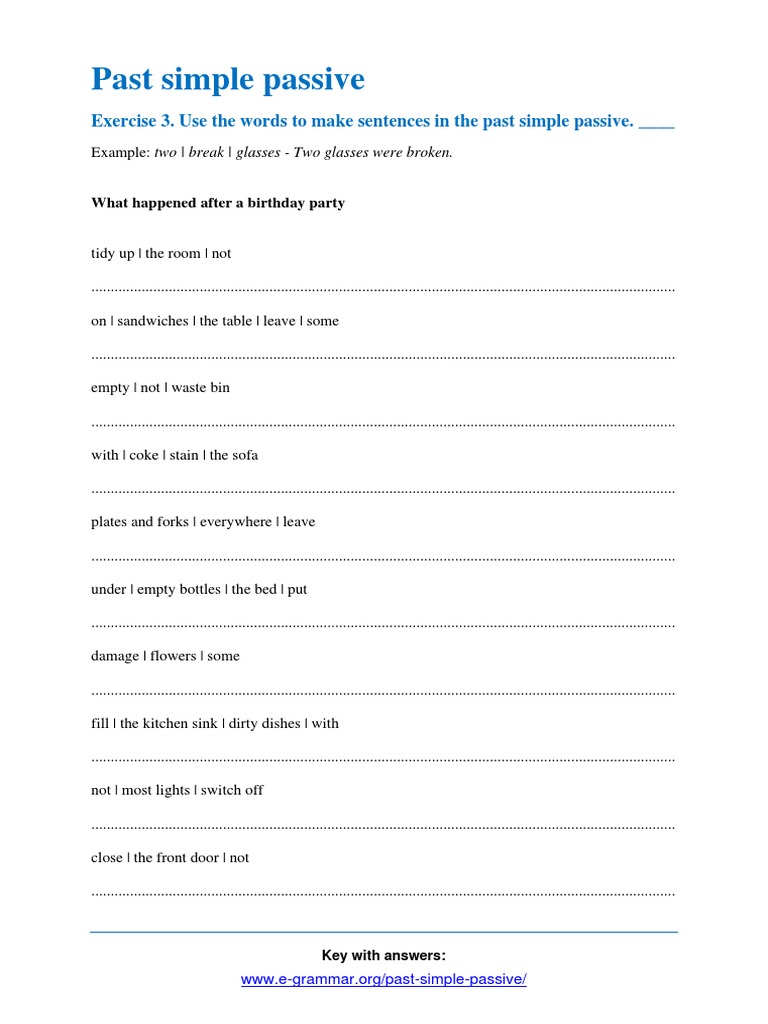 Past Simple Passive Exercise 3 | PDF